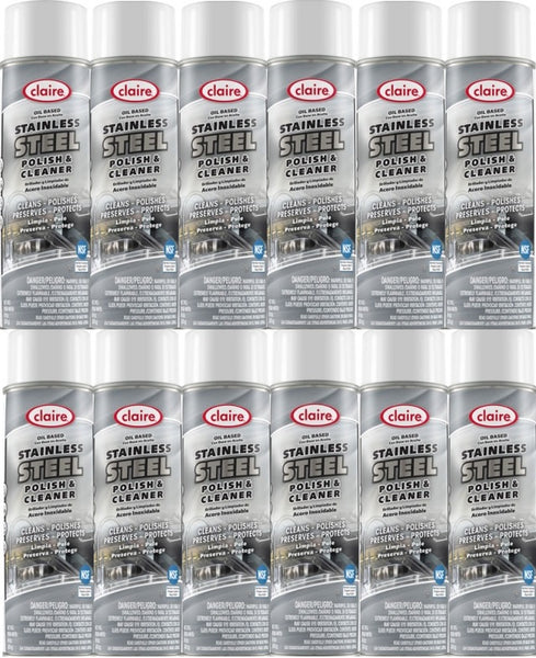 Claire's Stainless Steel Polish & Cleaner Aerosol (12-20oz Cans Pe ...